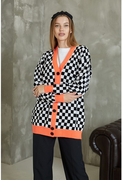 Miostil Dama Desen Hırka-Oranj