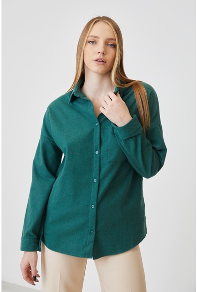 Miostil Tek Cep Gömlek-Zümrüt Yeşil