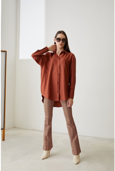 Miostil Düğmeli Gömlek-Kiremit