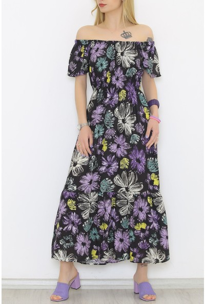 Bns Butik Madonna Yaka Elbise Siyahmor - 8831.701.