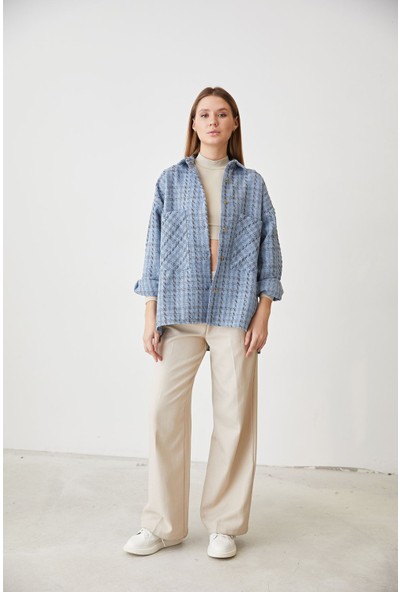 Miostil Desenli Gömlek-Indigo Miostil Desenli Gömlek-Indigo