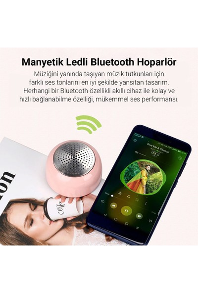 İXtech IX-B10 P Led Işıklı Mıknatıslı Portatif Bluetooth Hoparlör Pembe