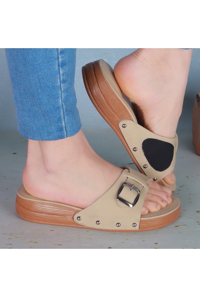 Epilla Kadın Krem Tam Ortopedik Günlük Epinli Topuk Dikeni Terliği