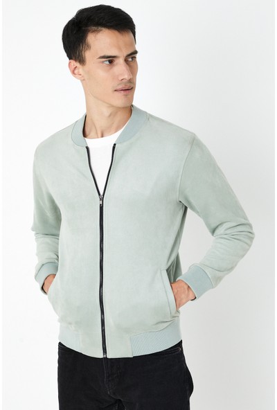 Figo Erkek Kolej Yaka Bomber Süet Ceket Mint Figo Erkek Kolej Yaka Bomber Süet Ceket Mint