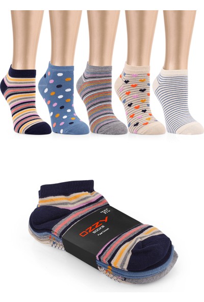 Ozzy Socks 5 Çift Eğlenceli Desenler Kadın Patik Çorap OZZYP003