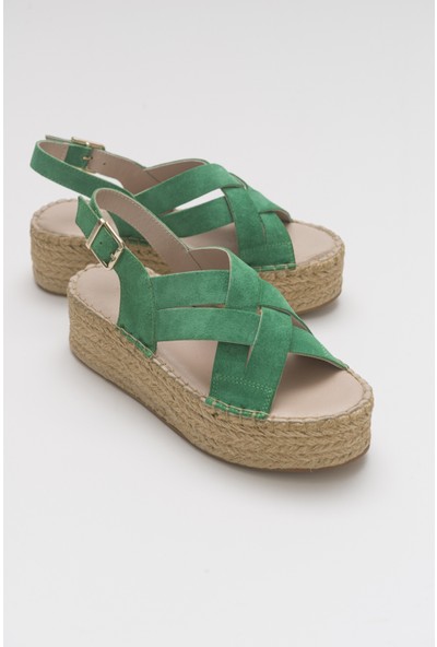 Luvi Cındy Yeşil Süet Hasır Deri Kadın Sandalet Luvi Cındy Yeşil Süet Hasır Deri Kadın Sandalet