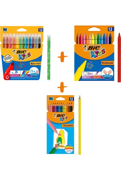 Bic Boyama Seti Kuru Boya 12'li + Keçeli Boya 12'li + Mum Pastel Boya 12'li Bic Boyama Seti Kuru Boya 12'li + Keçeli Boya 12'li + Mum Pastel Boya 12'li