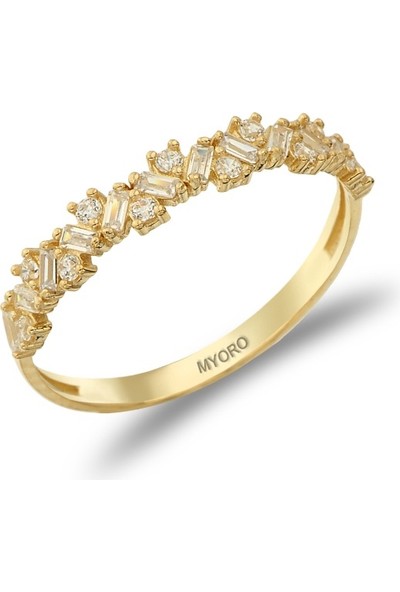MYOROGOLD 14 Ayar Mini Baget Taşlı Yüzük MYOROGOLD 14 Ayar Mini Baget Taşlı Yüzük