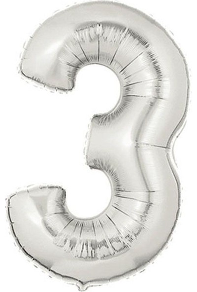 Şekilli Supershape Silver Rakam Folyo Balon 3 Numara
