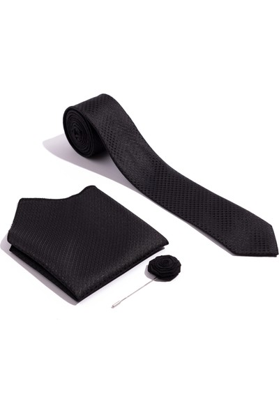 Pierre Cardin Siyah 3'lü Kravat Mendil Set 50257213-001