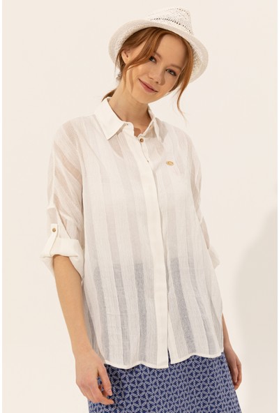 U.S. Polo Assn. Bayan Beyaz Gömlek Uzunkol 50246560-VR013