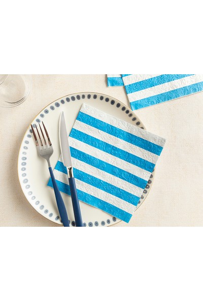 English Home Big Stripes Kağıt 20'li Kağıt Peçete 33X33 cm Mavi