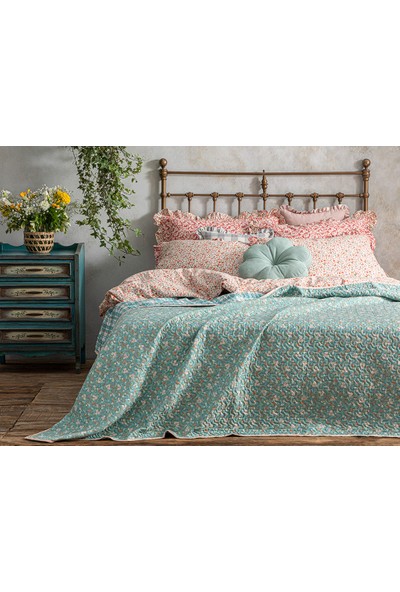 English Home Petit Bouquet King Size Çok Amaçlı Örtü 240X220 cm Seledon