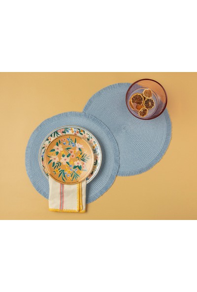 English Home Festival Polyester 2'li Amerikan Servis 38 cm Mavi