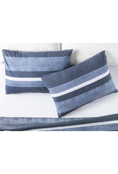 English Home Denim Stripe Pamuklu 2'li Yastık Kılıfı 50X70 cm Lacivert