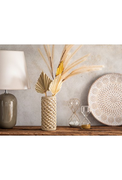 English Home Sevilla Vazo 9X9X25 cm Krem