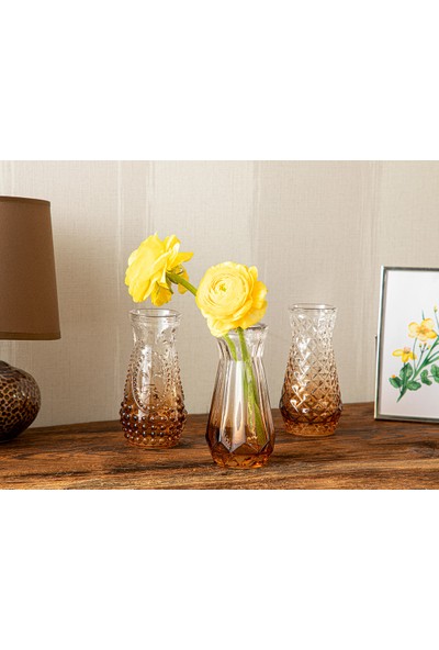 English Home Ayra 3'lü Vazo 6X12 cm Amber English Home Ayra 3'lü Vazo 6X12 cm Amber