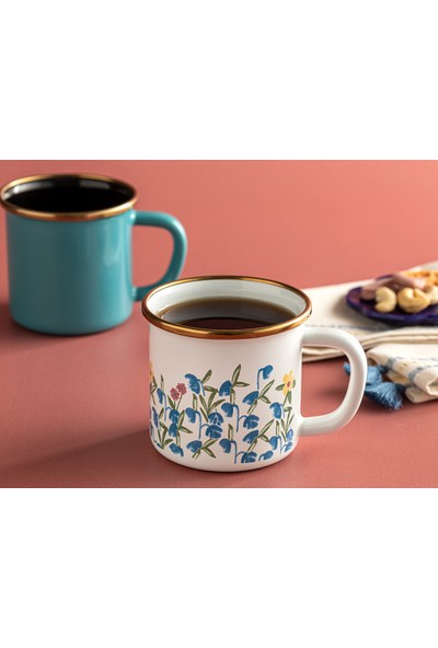 Flower Farm Emaye Kupa 350 ml Beyaz Flower Farm Emaye Kupa 350 ml Beyaz