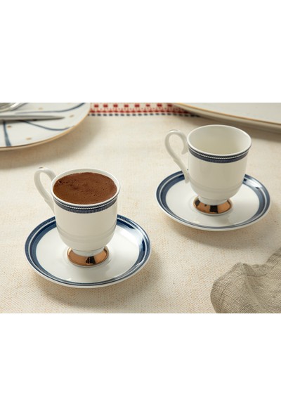 Elegance Line New Bone 2'li Kahve Fincan Takımı 100 ml Lacivert Elegance Line New Bone 2'li Kahve Fincan Takımı 100 ml Lacivert
