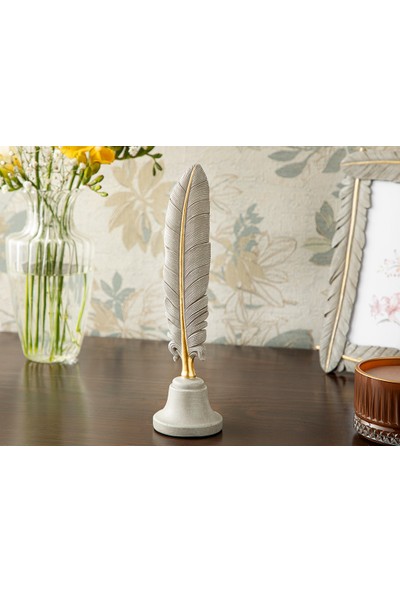 English Home Feather Biblo 6X6X22 cm Gold Bej English Home Feather Biblo 6X6X22 cm Gold Bej