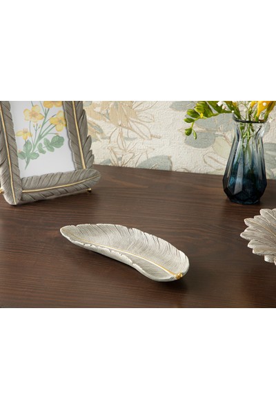 English Home Leafy Dekoratif Tabak 20X7,8X2,8 cm Gold Bej English Home Leafy Dekoratif Tabak 20X7,8X2,8 cm Gold Bej