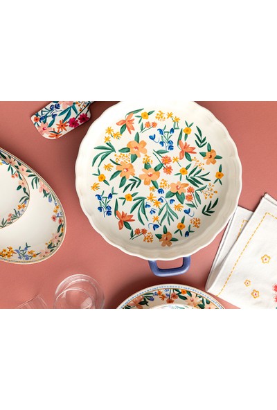 English Home Flower Spree New Bone Fırın Kabı 28 cm Mavi English Home Flower Spree New Bone Fırın Kabı 28 cm Mavi