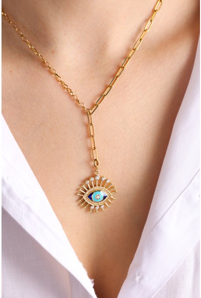 Cakan Jewelry Göz Figür Mineli Kolye