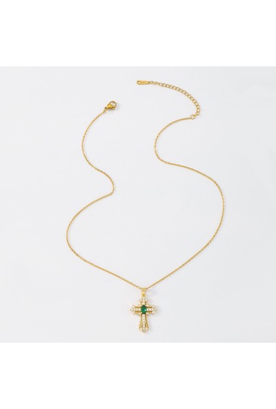 Aomu Çapraz Pırlanta Kolye - Altın (Yurt Dışından)