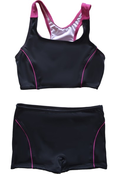 Endeep Kız Çocuk Şortlu Siyah Yüzücü Bikini Takımı