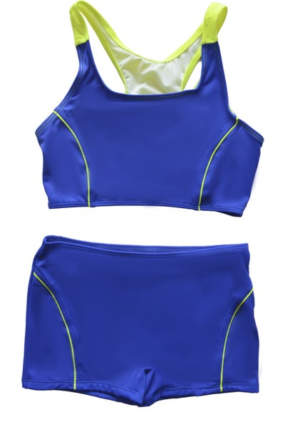 Endeep Kız Çocuk Şortlu Mavi Yüzücü Bikini Takımı Endeep Kız Çocuk Şortlu Mavi Yüzücü Bikini Takımı