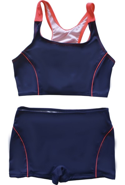 Endeep Kız Çocuk Şortlu Lacivert Yüzücü Bikini Takımı Endeep Kız Çocuk Şortlu Lacivert Yüzücü Bikini Takımı