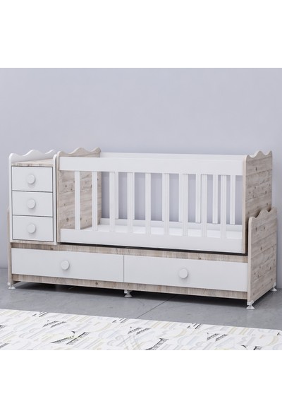 Garaj Home Melina 5 Çekmeceli Mdfli Büyüyen 60X120 Beşik - Soho- Garaj Home Melina 5 Çekmeceli Mdfli Büyüyen 60X120 Beşik - Soho-