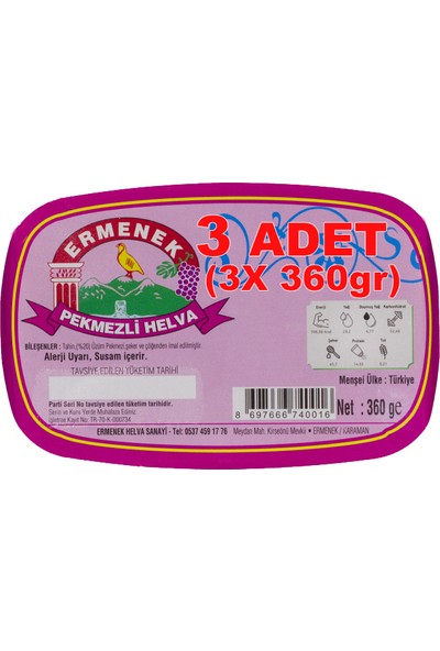 Ermenek Pekmezli Helva Odunateşindepişmiş 360 gr x 3