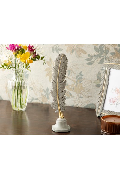 English Home Feather Biblo 7,5X7X27,5 cm Gold Bej English Home Feather Biblo 7,5X7X27,5 cm Gold Bej