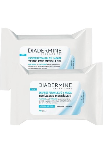 Dıadermıne Ekspres 3'ü 1 Arada Temizleme Mendilleri x 2 Adet Dıadermıne Ekspres 3'ü 1 Arada Temizleme Mendilleri x 2 Adet