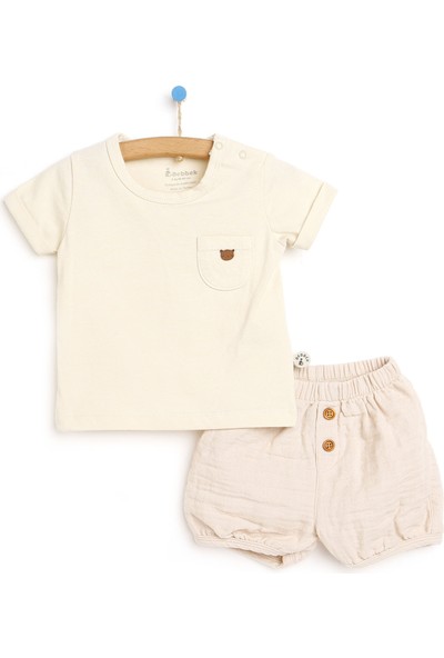 Bebbek Happy Boys Organik Tshirt-Müslin Şort 2li Takım Bebbek Happy Boys Organik Tshirt-Müslin Şort 2li Takım