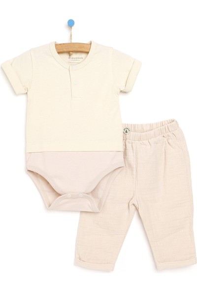 Bebbek Happy Boys Organik Tshirt-Müslin Pantolon 2li Takim Bebbek Happy Boys Organik Tshirt-Müslin Pantolon 2li Takim