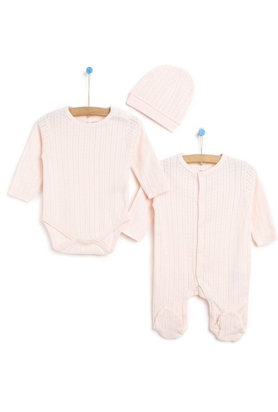 Hello Baby Yenidoğan Jakarlı Tulum-Body-Şapka