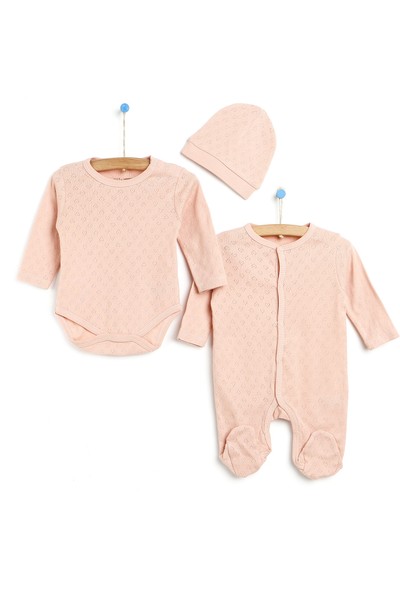 Hello Baby Yenidoğan Jakarlı Tulum-Body-Şapka