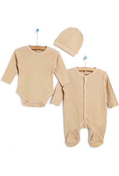 Hello Baby Yenidoğan Jakarlı Tulum-Body-Şapka