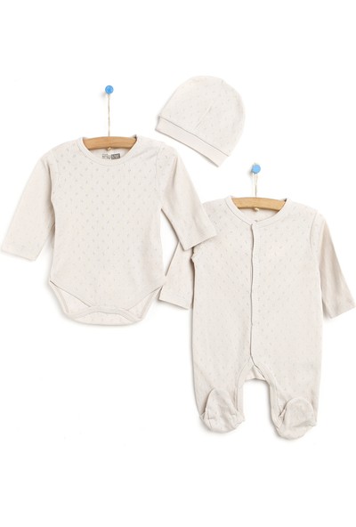Hello Baby Yenidoğan Jakarlı Tulum-Body-Şapka