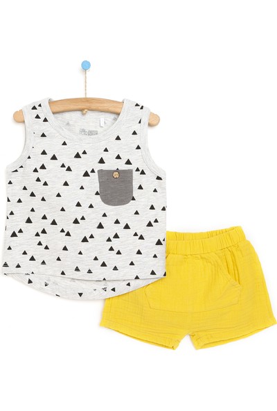 Hello Baby Basic Nordic Erkek Bebek Müslin Atlet-Şort Takım