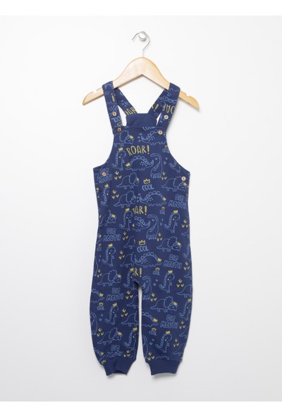 Mammaramma Dinozor Baskılı Lacivert Erkek Bebek Salopet