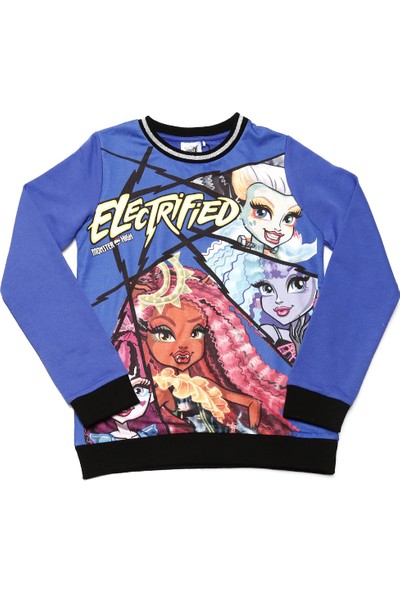 Monster High Desenli Mavi Çocuk Sweatshirt