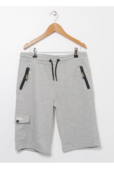 National Geographic Dexterboy Fermuar Cepli Gri Melanj Erkek Çocuk Şort