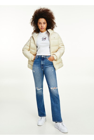 Tommy Jeans DW0DW115591A5 Normal Bel Straight Mavi Kadın Denim Pantolon Tommy Jeans DW0DW115591A5 Normal Bel Straight Mavi Kadın Denim Pantolon