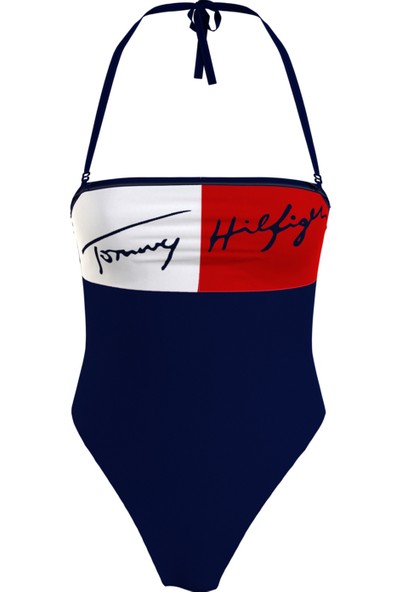 Tommy Hilfiger UW0UW03466DW5004 Mavi Kadın Mayo Tommy Hilfiger UW0UW03466DW5004 Mavi Kadın Mayo