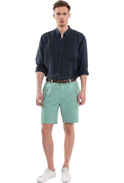 Nautica Erkek Chino Slim Fit Bermuda Şort - Yeşil