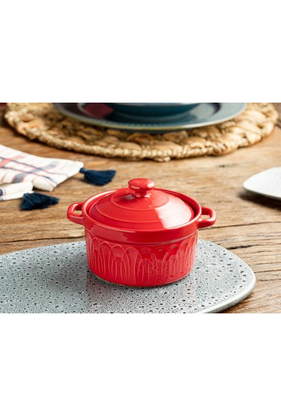 English Home Ripple Stoneware Mini Tencere 14 cm Kırmızı English Home Ripple Stoneware Mini Tencere 14 cm Kırmızı