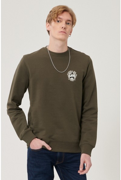 Lee Regular Fit Grafik Desenli Spor Sweatshirt - Haki